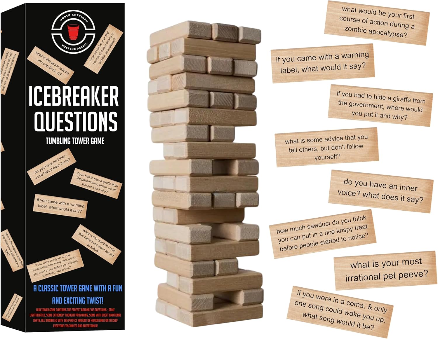 Amazon.com: NORTH AMERICAN WEEKEND Icebreaker Questions Tumbling Tower ...