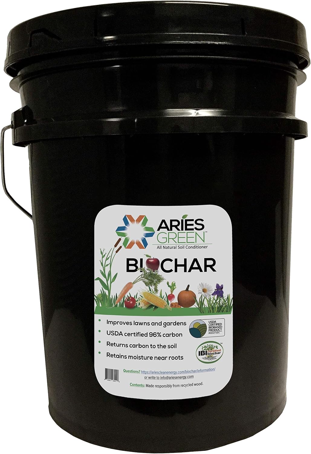 Amazon.com : Aries Green Biochar Soil Amendment 5-Gallon Plastic Bucket ...