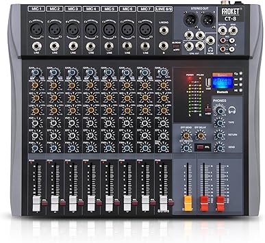 Amazon.com: Audio Mixer Froket Professional 8-Channel Audio Interface ...