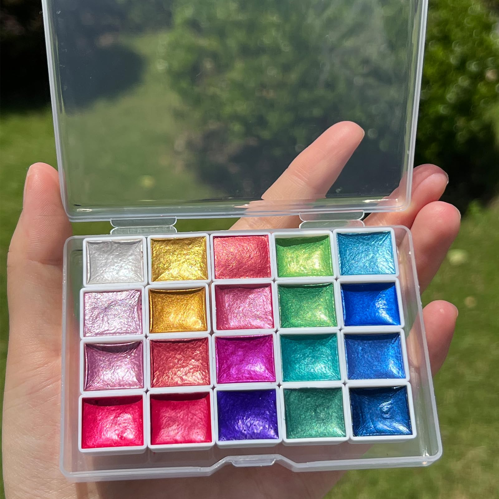 Amazon.com: 20 Colors Metallic Watercolor Paints (2ml Per Grid) - Mini ...