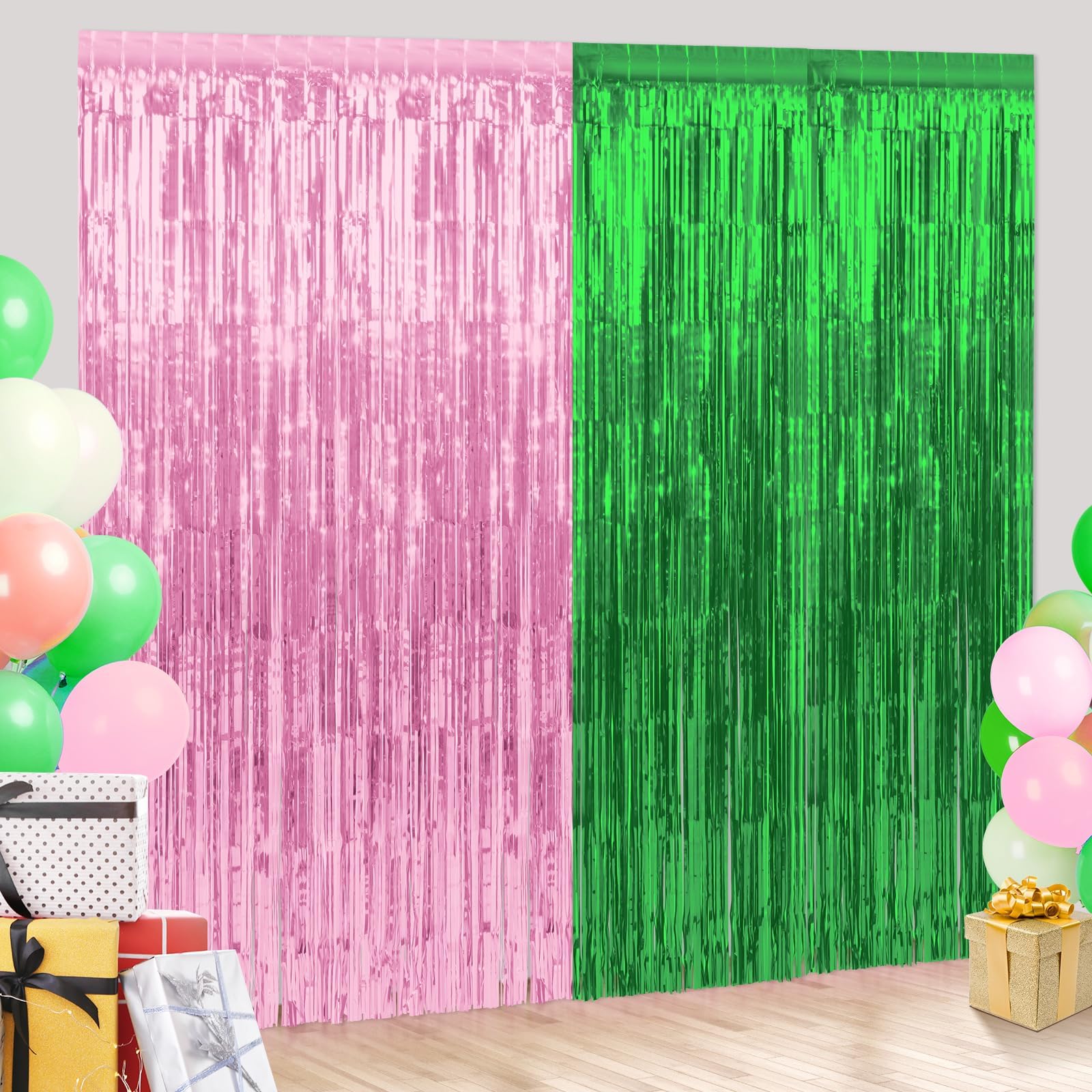 Amazon.com : Tingjoo 4 Pack 3. 28 x 6. 56 ft Pink and Green Streamers ...
