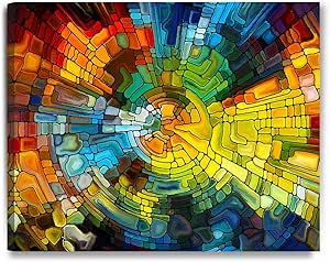Amazon.com: DECORARTS - Stained Glass Style Abstract Wall Art, Giclee Print on Canvas, Modern ...