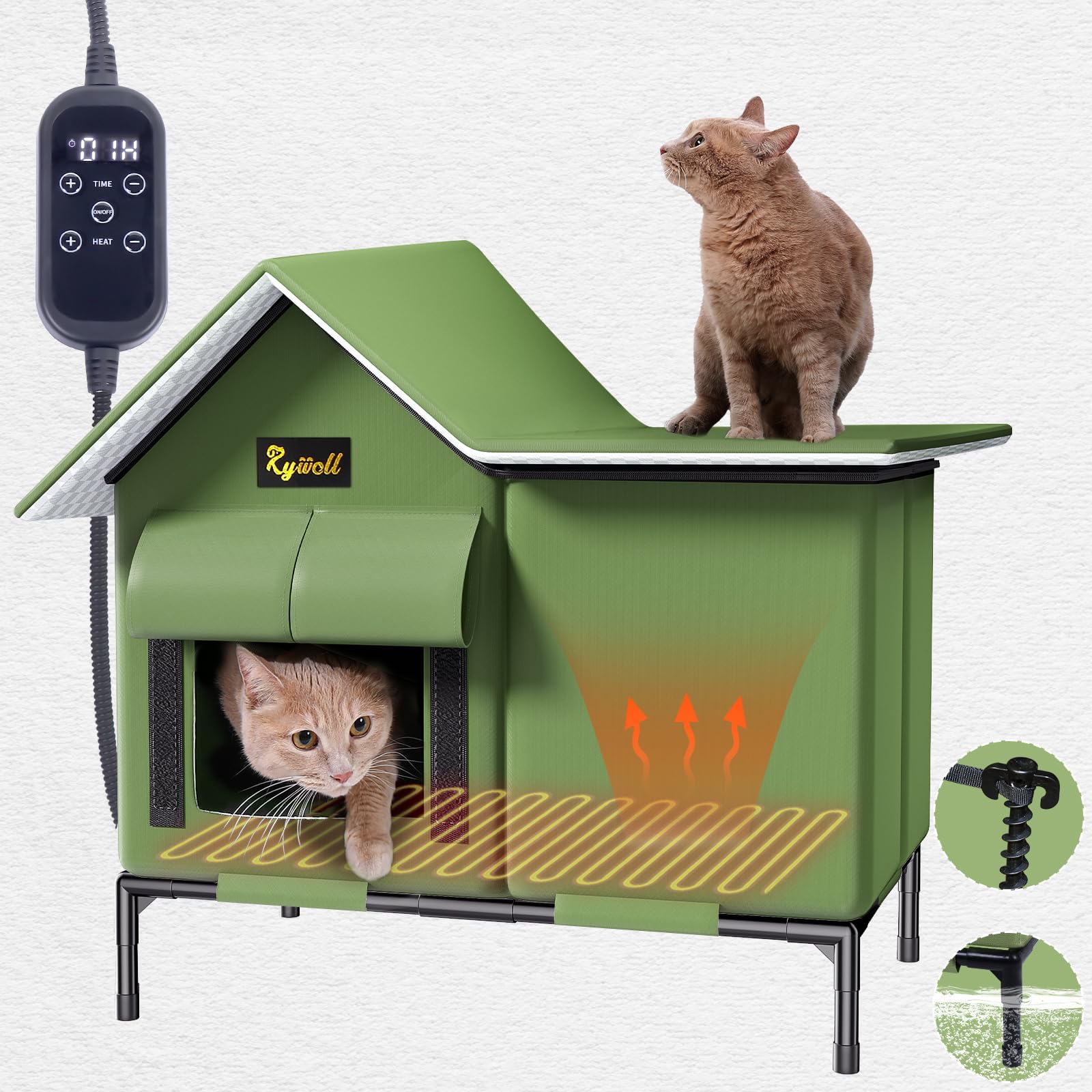 Amazon.com : Elevated Heated Cat House for Outside Cats Extra Large ...