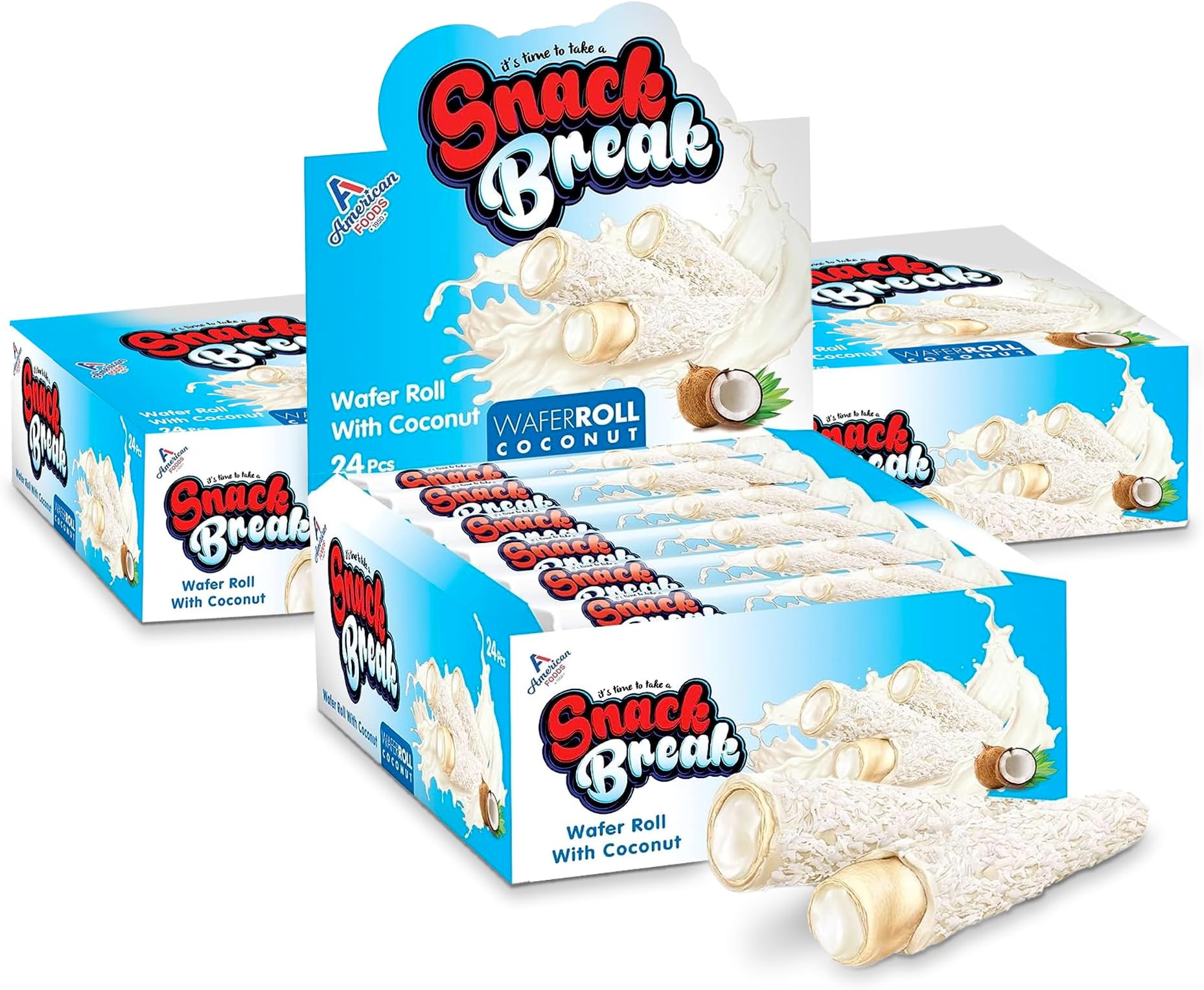 Amazon.com: Snack Break | Coconut Rolled Wafer Snacks with Creamy ...