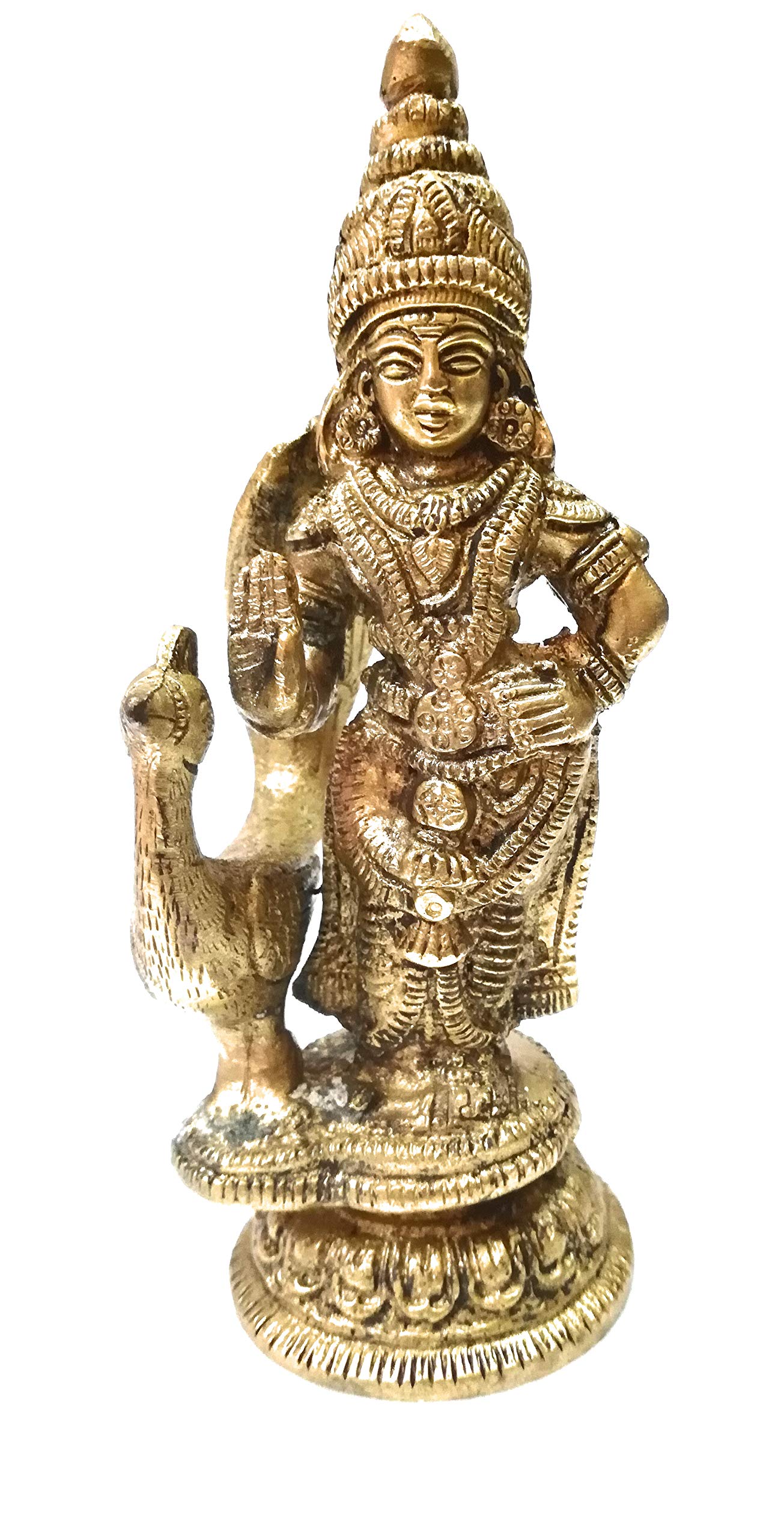 Buy Vrindavan shopi Pure Antique Brass Made Kartikeya Idol/Murgan ...