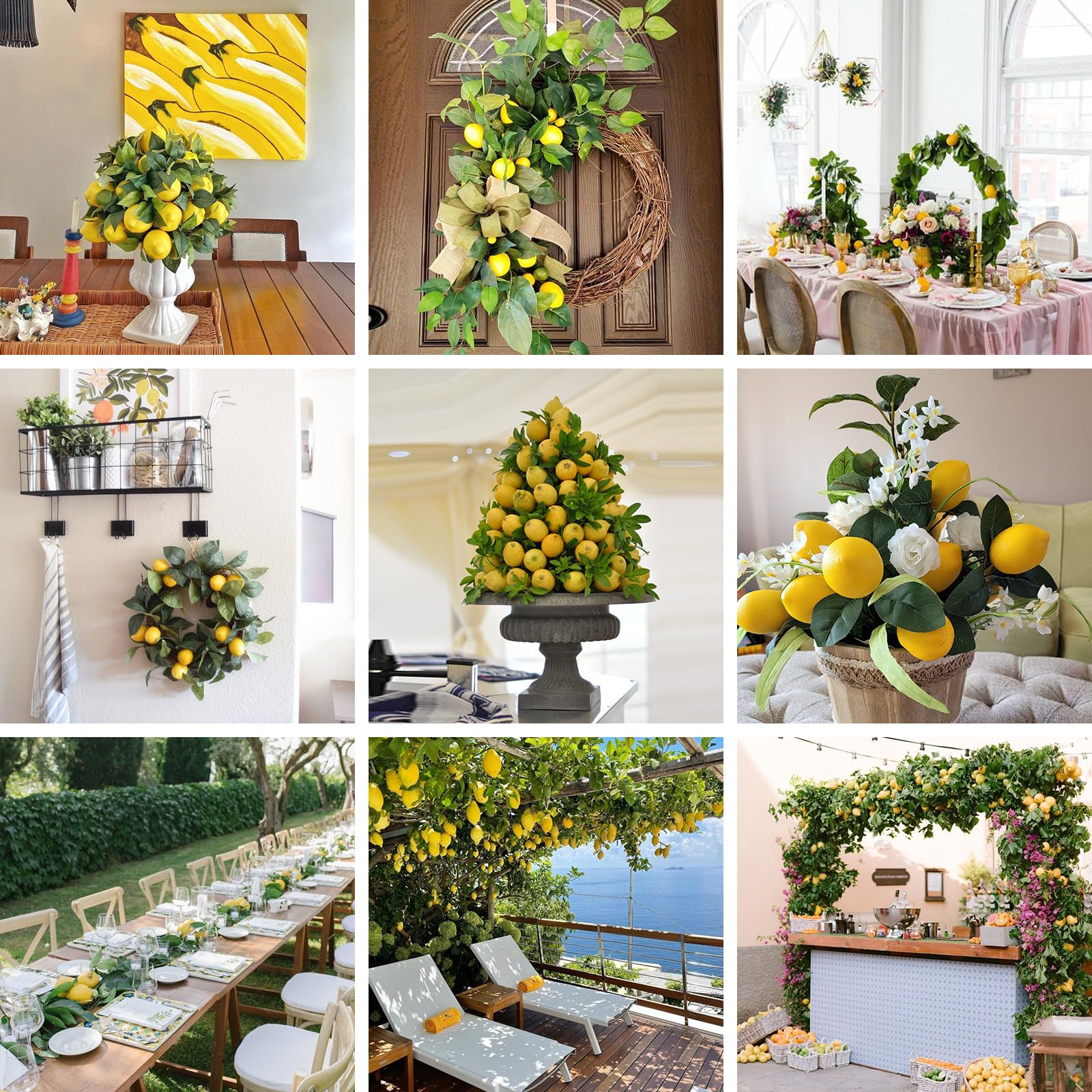 Dallisten 3 Strands Lemon Artificial Vines, 71" Lemon Silk Vine Garland ...