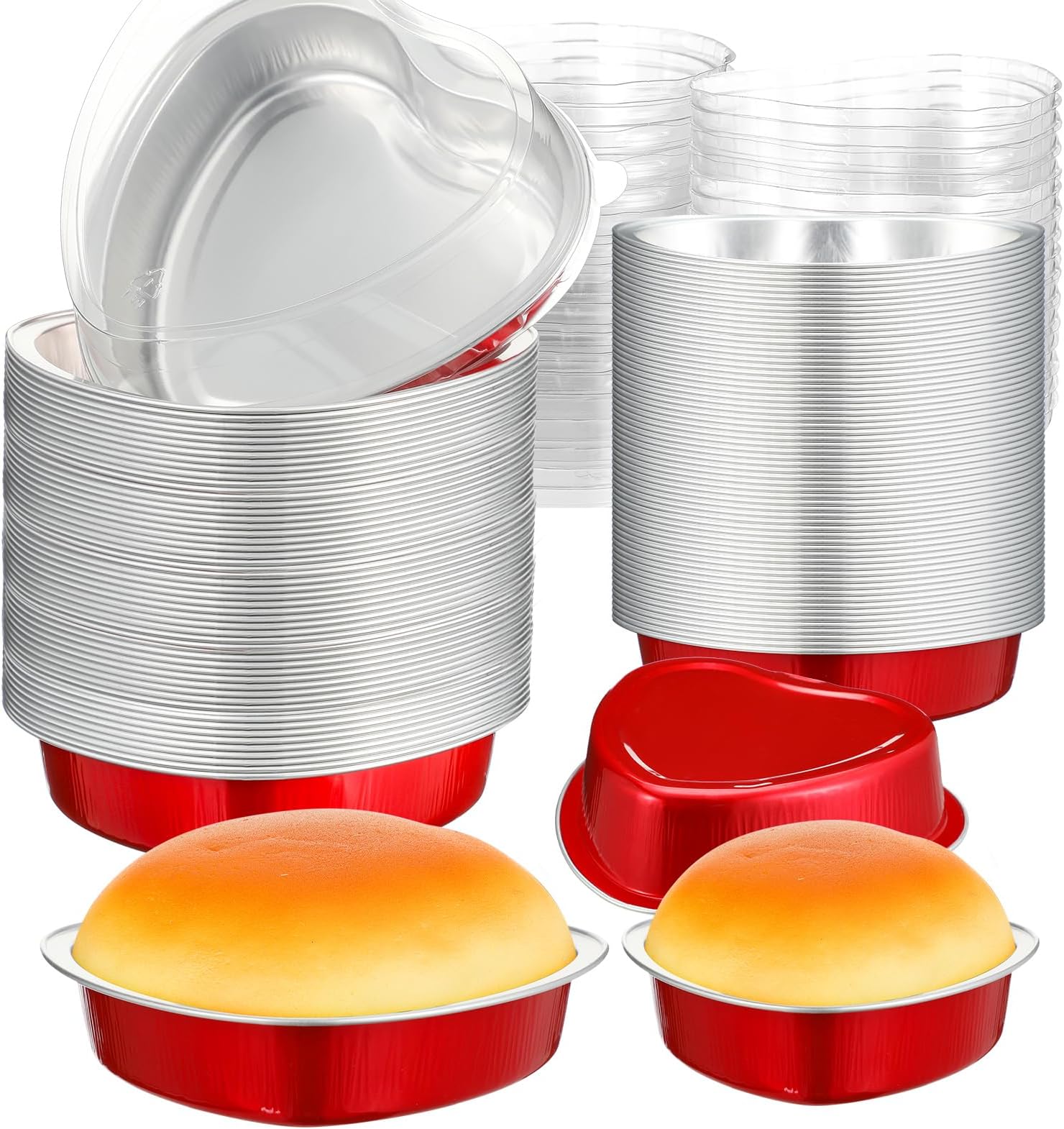 Amazon.com: Yinkin 100 Set Valentine's Day Heart Shaped Cake Pans with ...