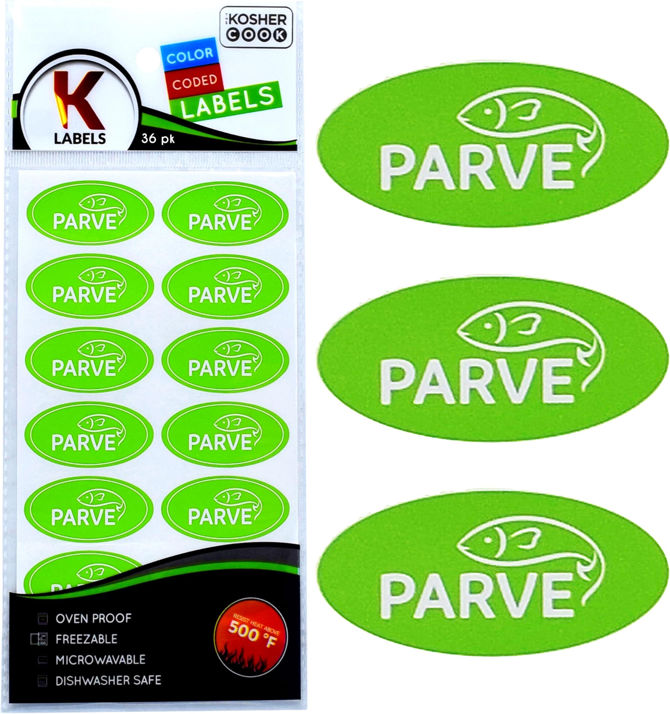 Amazon.com: 36 Meat Red Kosher Labels - Oven Proof up to 500 ...