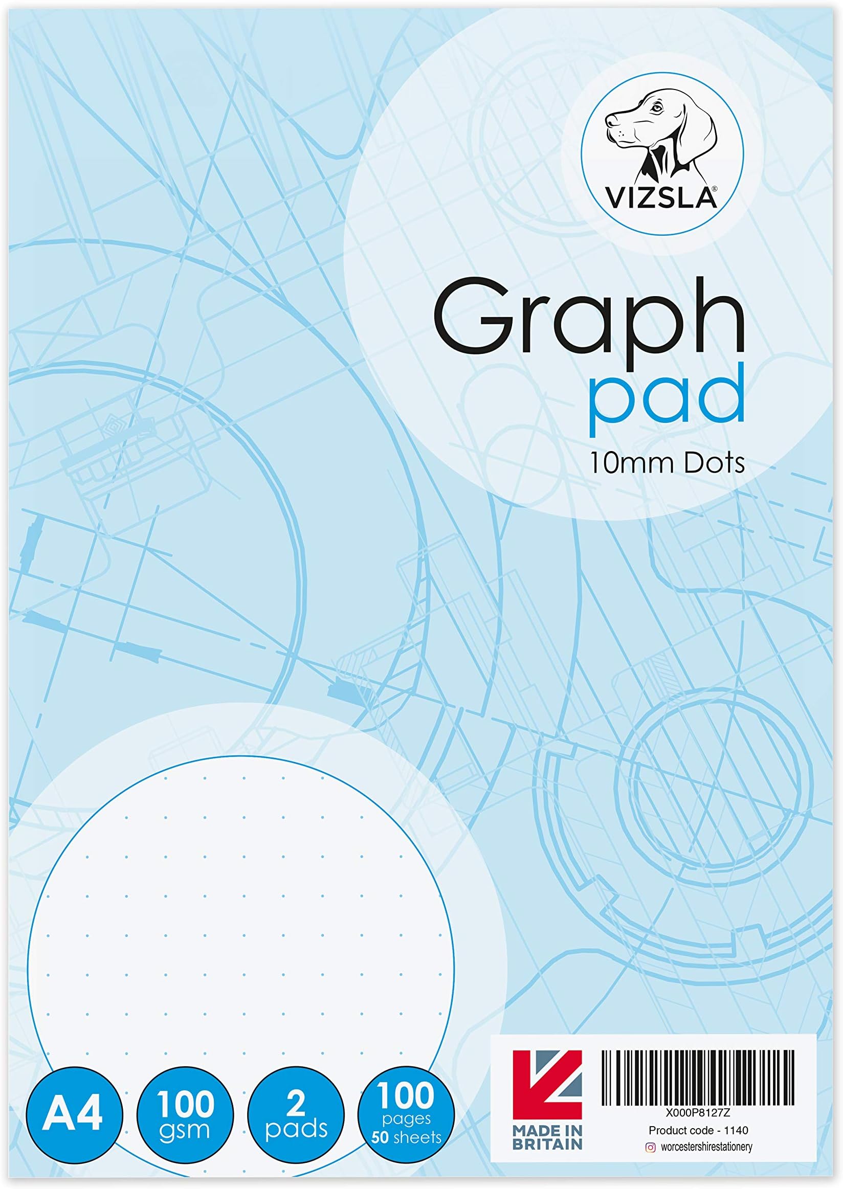 RHINO Graph Paper A4 Pad | 2:10:20mm Graph Ruling | 50 Leaf/100 Page ...