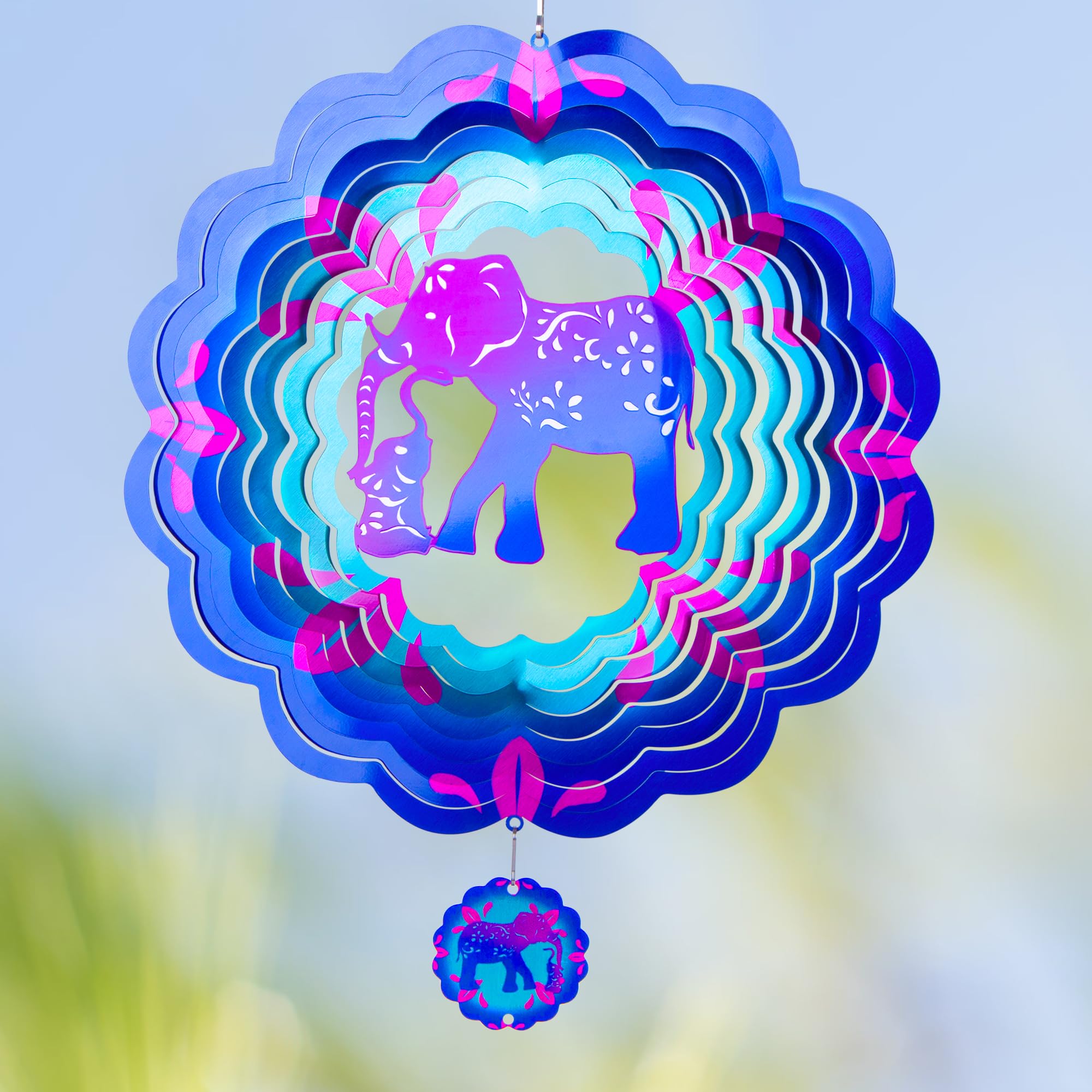 Amazon.com: 12 inch Elephant 3D Stainless Steel Wind Spinners, Hanging ...