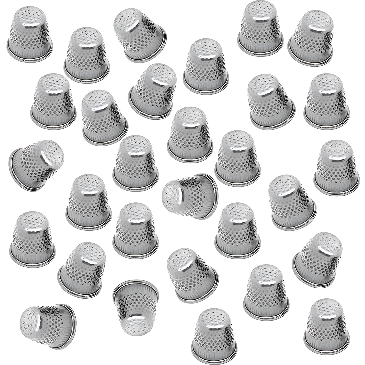 30 Pcs Sewing Thimble, Silver Color Metal Sewing Thimble Finger ...