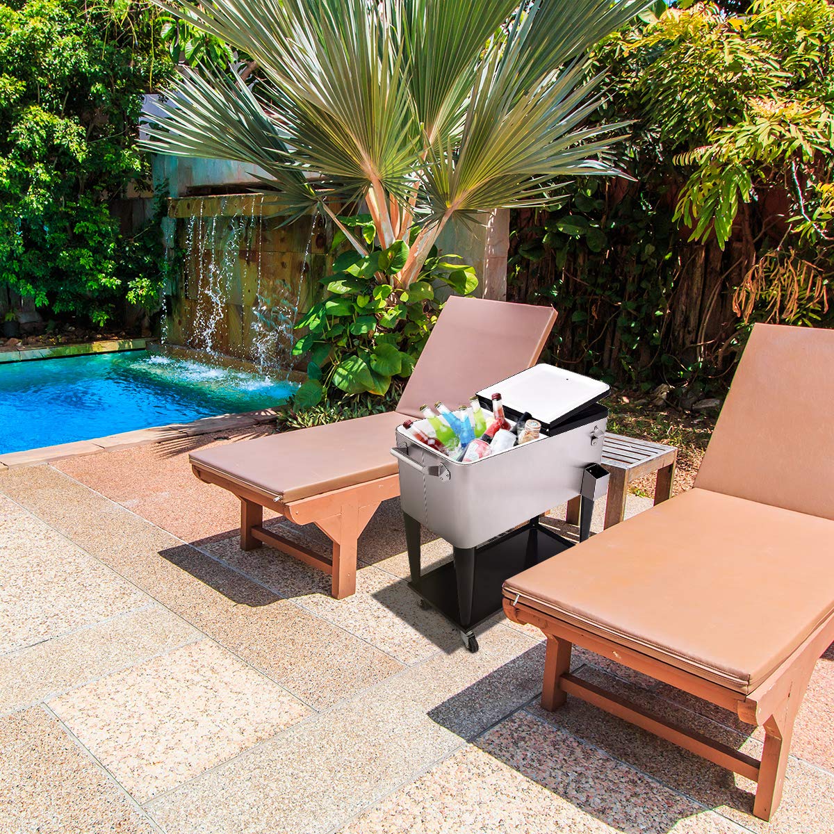 Buy Giantex 80 Quart Patio Cooler Rolling Cooler Ice Chest with Shelf ...