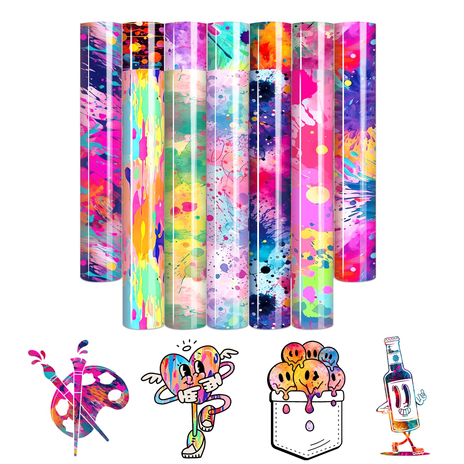 HTVSTD Splatter Vinyl -12 Sheets 12x10inches Colorful Splatter Heat ...