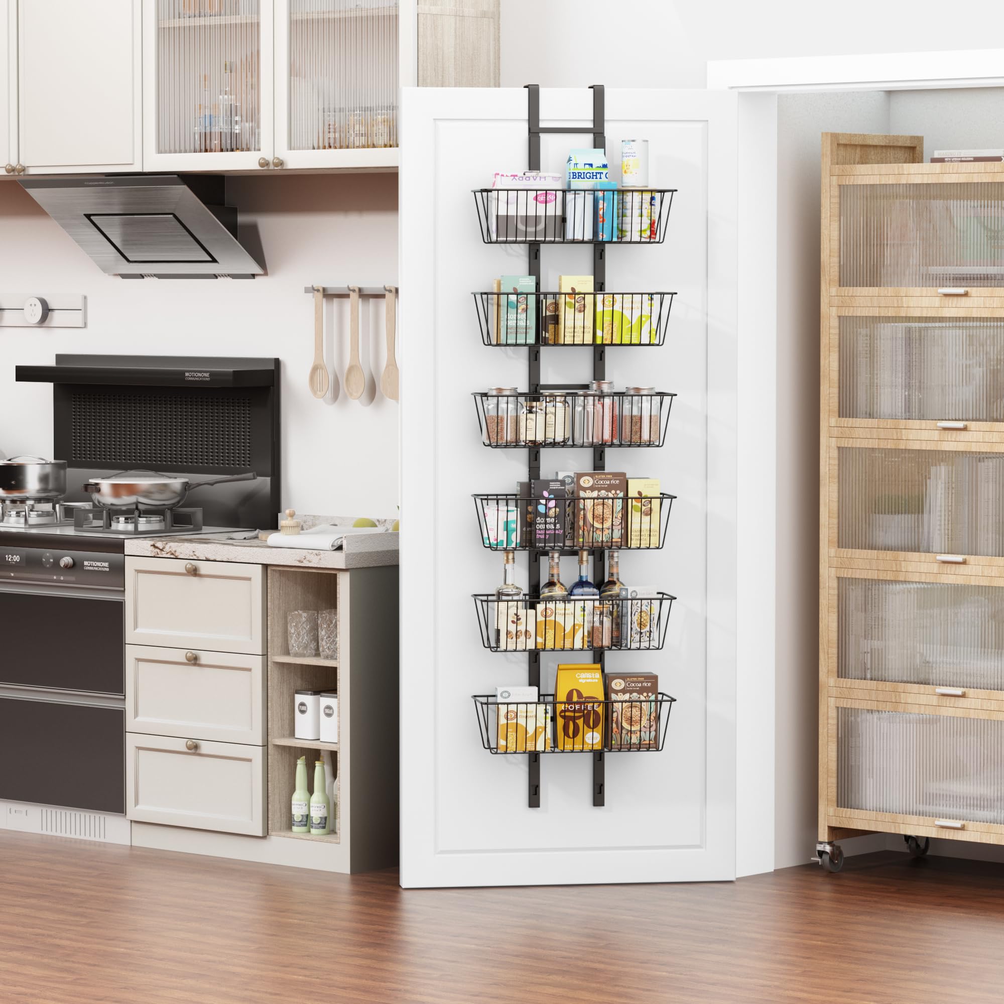 Amazon.com: 6-Tier Over the Door Pantry Organizer with Baskets, Metal ...