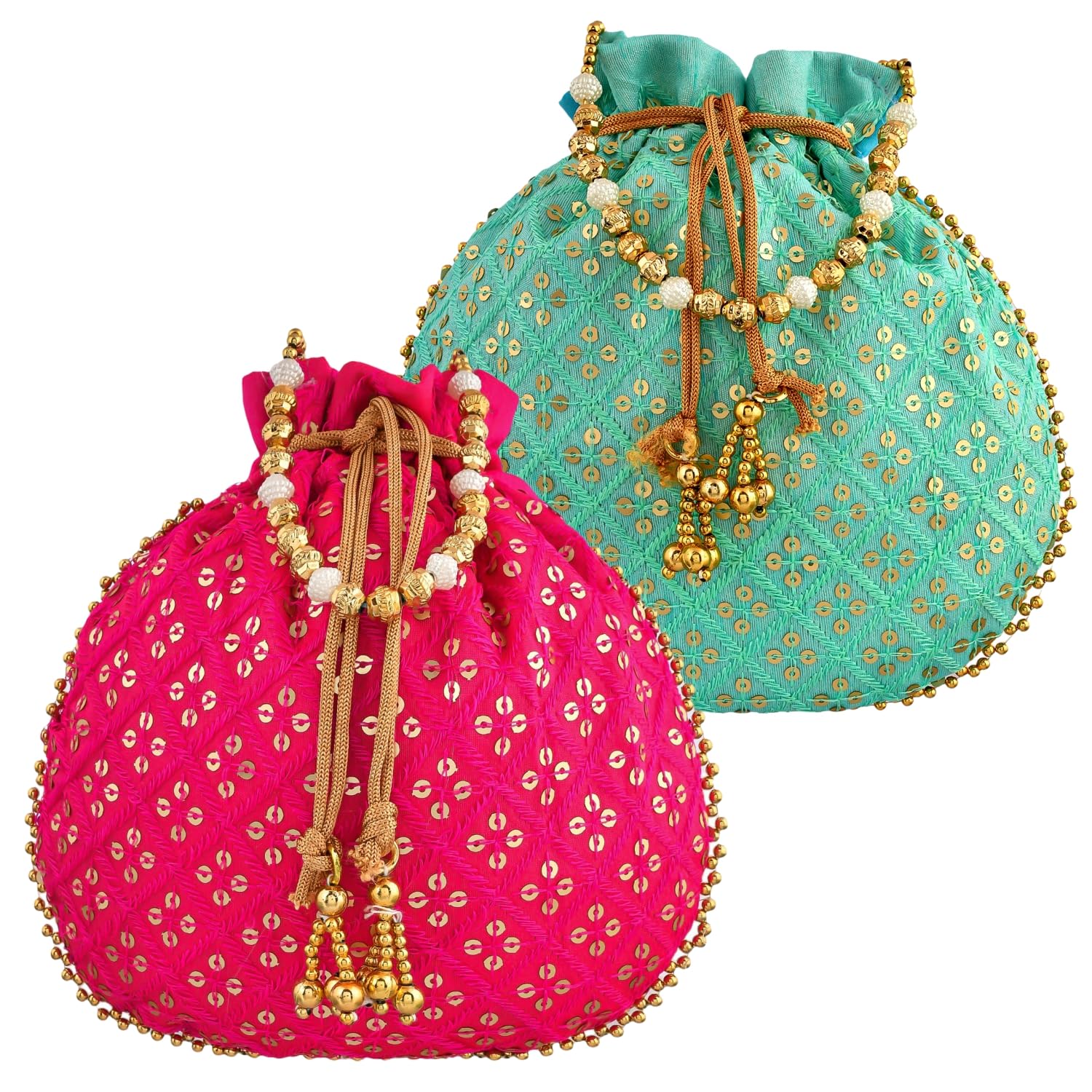 Kuber Industries Potli |Silk Wedding Potli |Drawstring Closure Potli ...