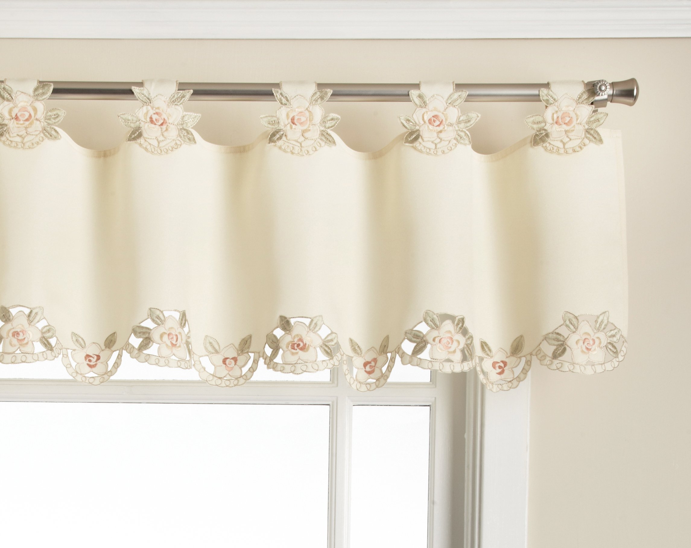 Amazon.com: Today's Curtain Capri, Valance 60" W x 14" L, Ecru/Peach ...