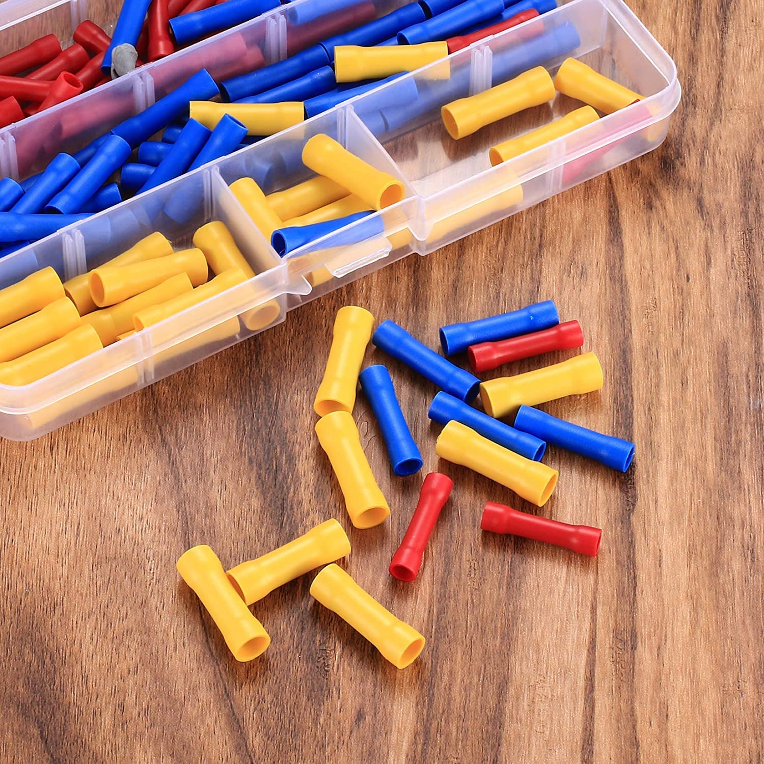 N/C 100 PCS Straight Wire Butt Connector, Fully Insulated Butt Splice ...