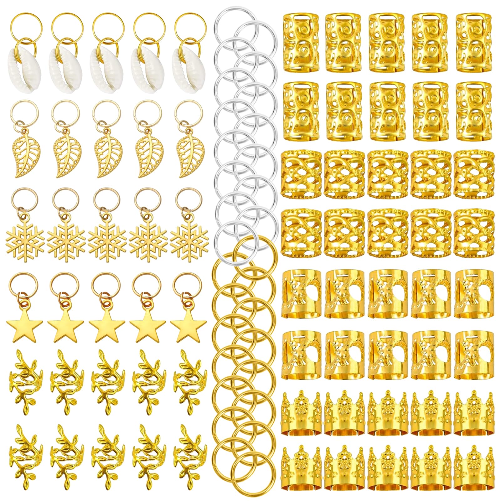 Hair Beads for Braids, Xerteam 100 Pieces Hair Jewelry Rings Gold Hair ...