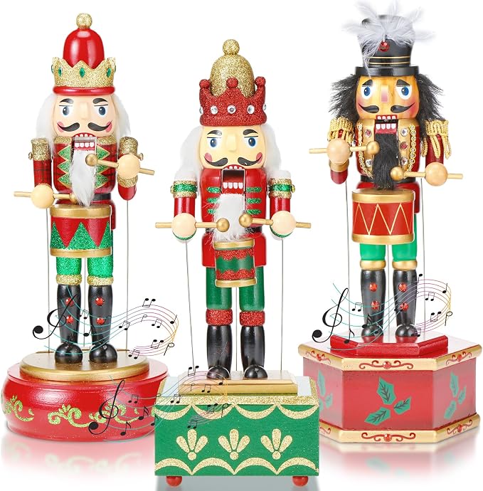 Amazon.com: Soaoo 3 Pcs Wooden Nutcracker Decorations - Nutcracker ...