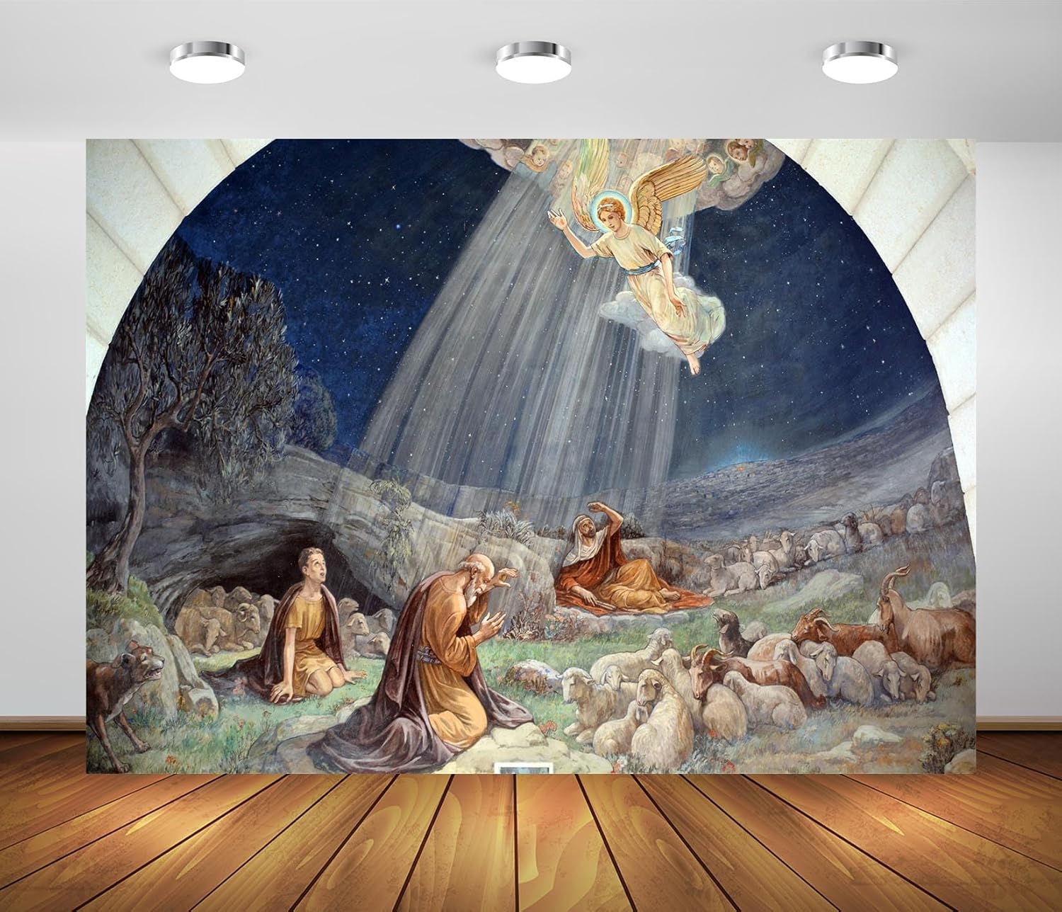 Amazon.com : BELECO 5x3ft Fabric Shepherd and Sheep Backdrop Star of ...