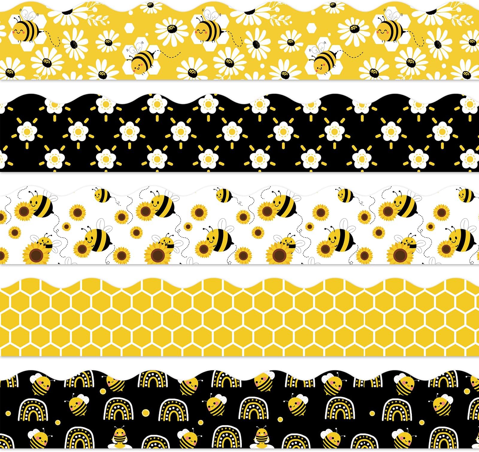 Amazon.com : Whaline 69Ft Summer Glitter Bulletin Board Borders 5 ...