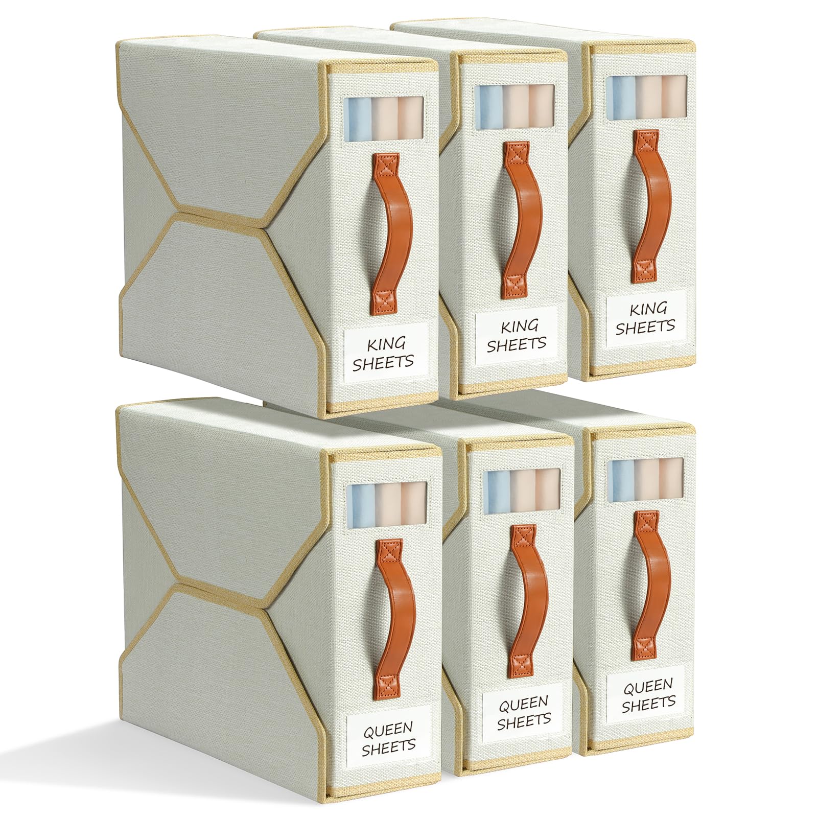 Snapklik.com : Yecaye 6 Pack Sheet Organizers And Storage, Bed Sheet ...