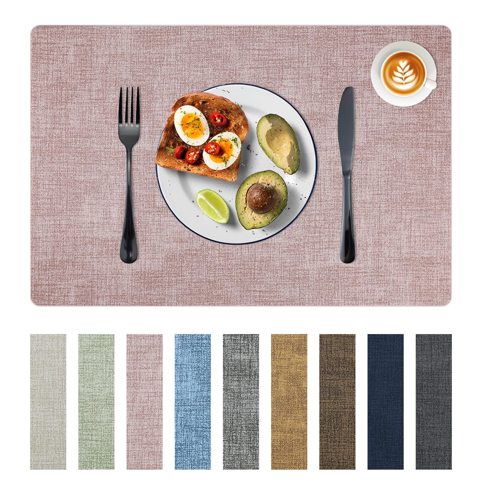 Amazon.com: Bazasa Placemats Set of 6 Faux Leather Heat Resistant ...