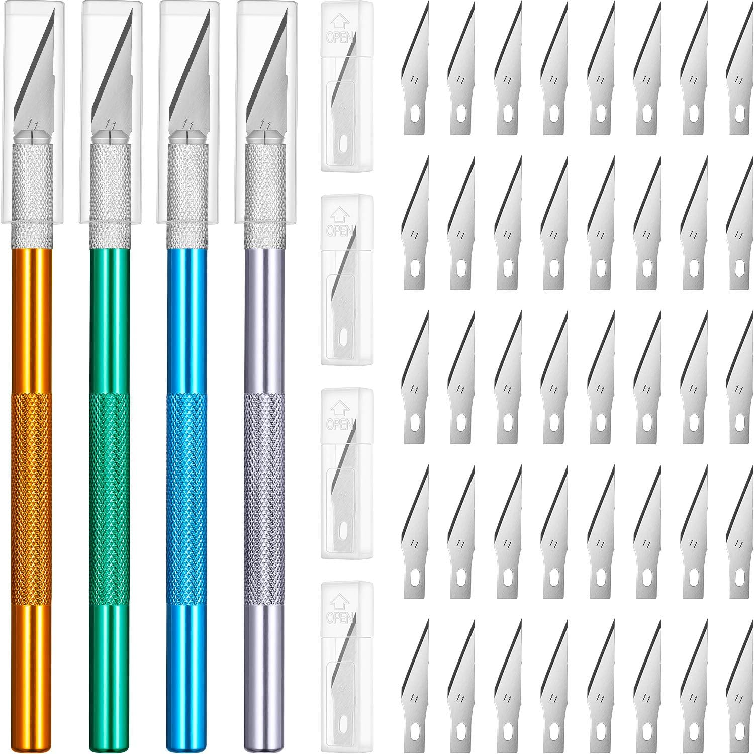 Amazon.com : 4 Pieces Craft Knife Hobby Knife with 40 Pieces Stainless ...