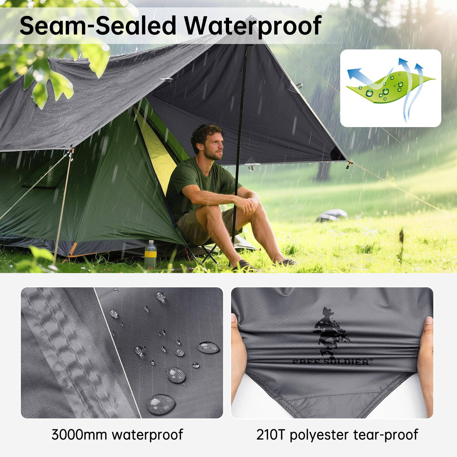 Snapklik.com : FREE SOLDIER Waterproof Portable Tarp Multifunctional ...