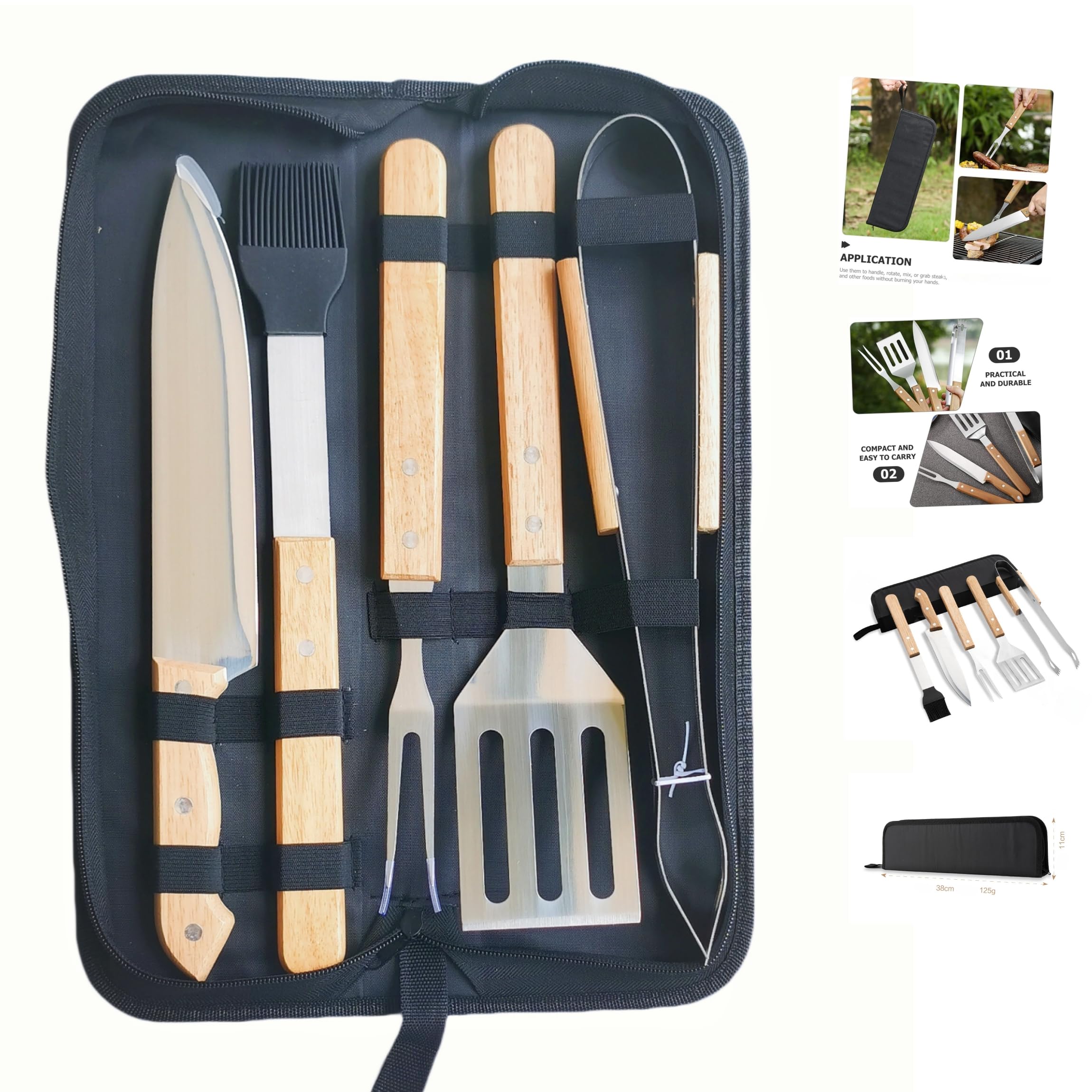 Multifunctional BBQ Grill Tool Set/Barbecue, 5 Pieces with Carry Bag ...
