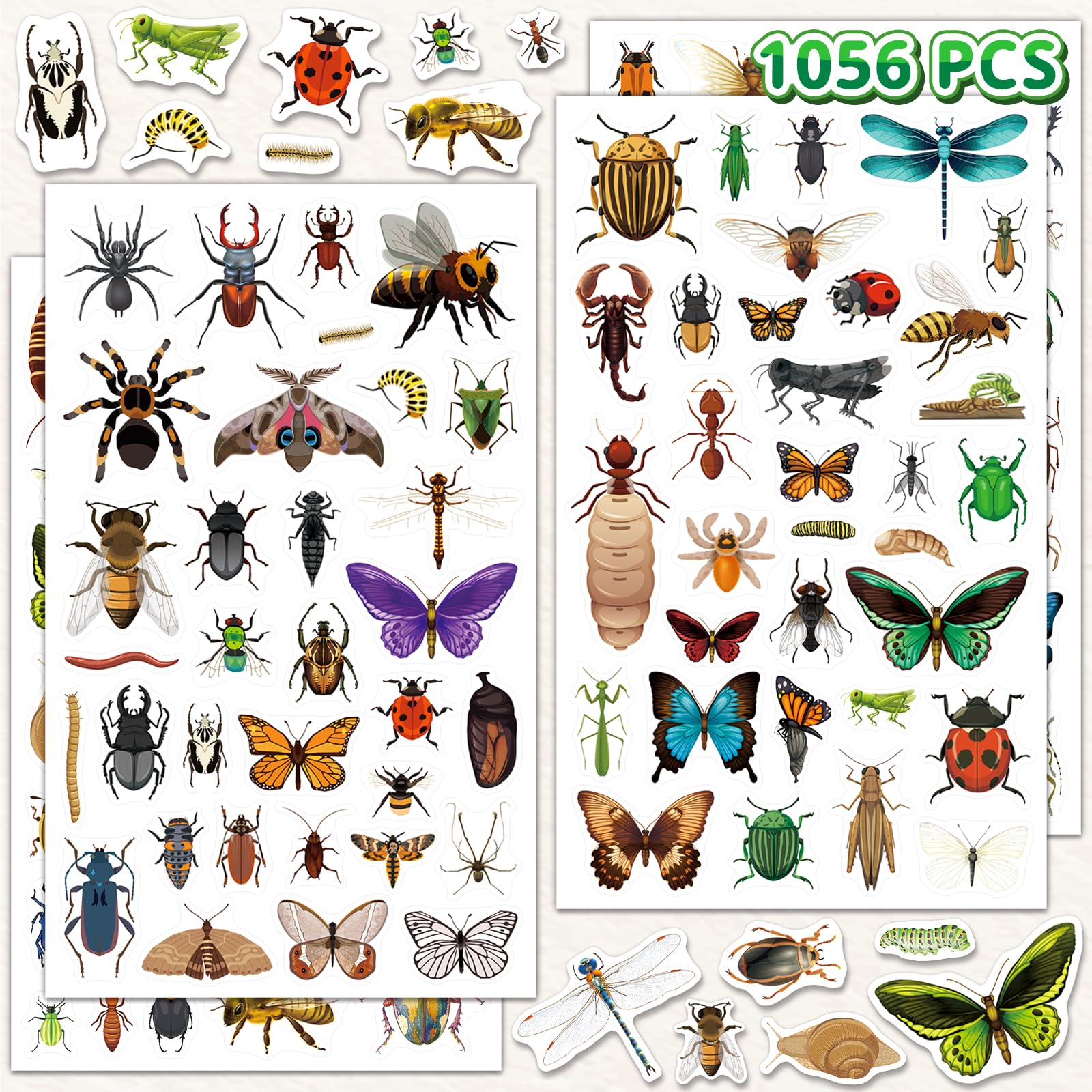Amazon.com: Yqskt 1056 PCS Bug Stickers for Kids, 32 Sheets Insect ...