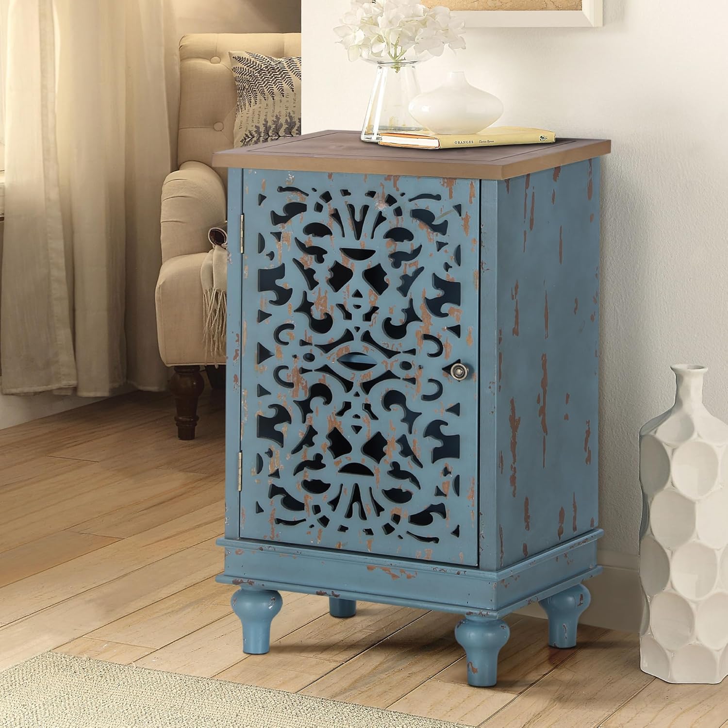 Amazon.com: GREEN PARTY Accent Storage Cabinet End Table Nightstand ...