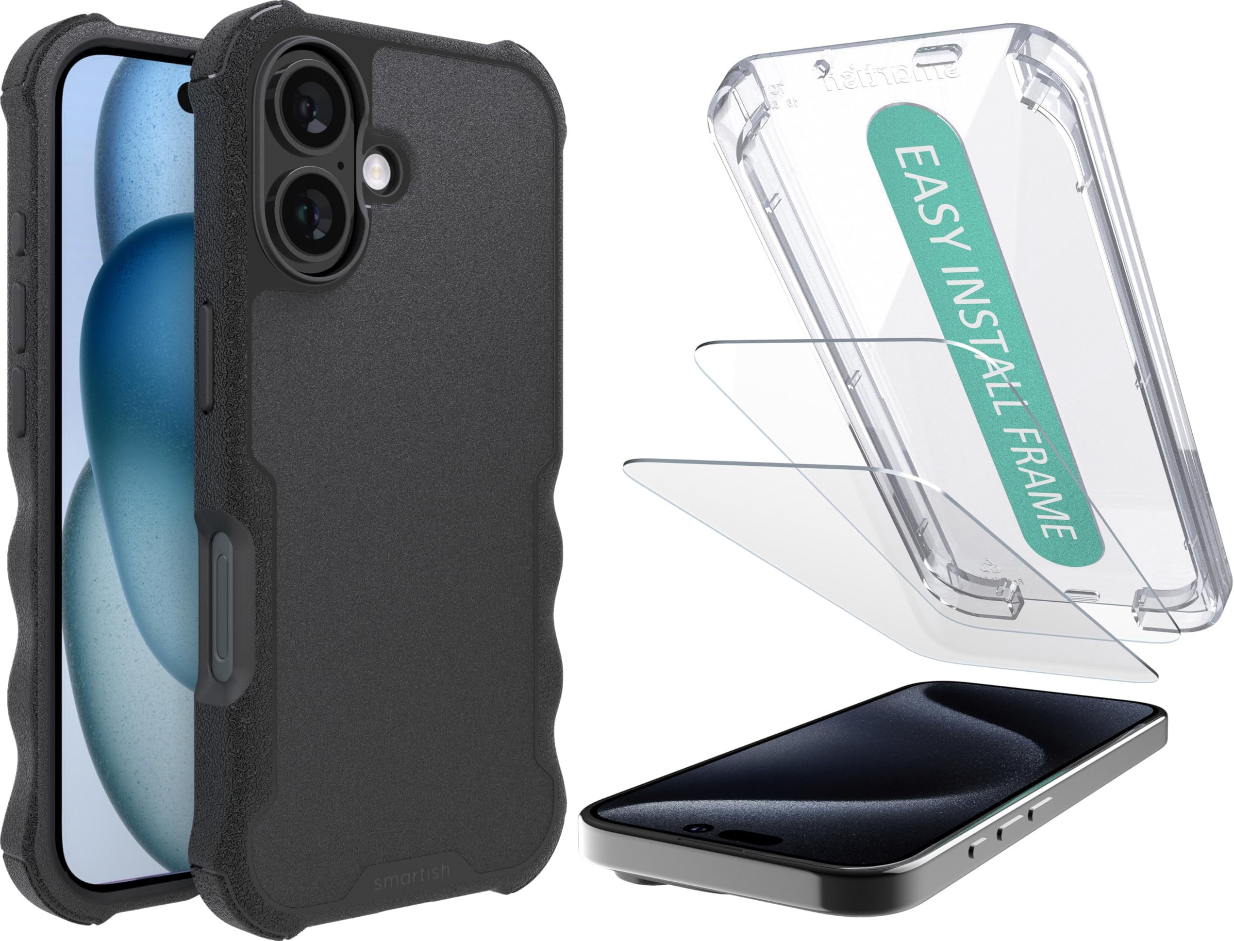 Amazon.com: Smartish iPhone 16 MagSafe Case + 2-Pack Tempered Glass Screen Protector Bundle ...