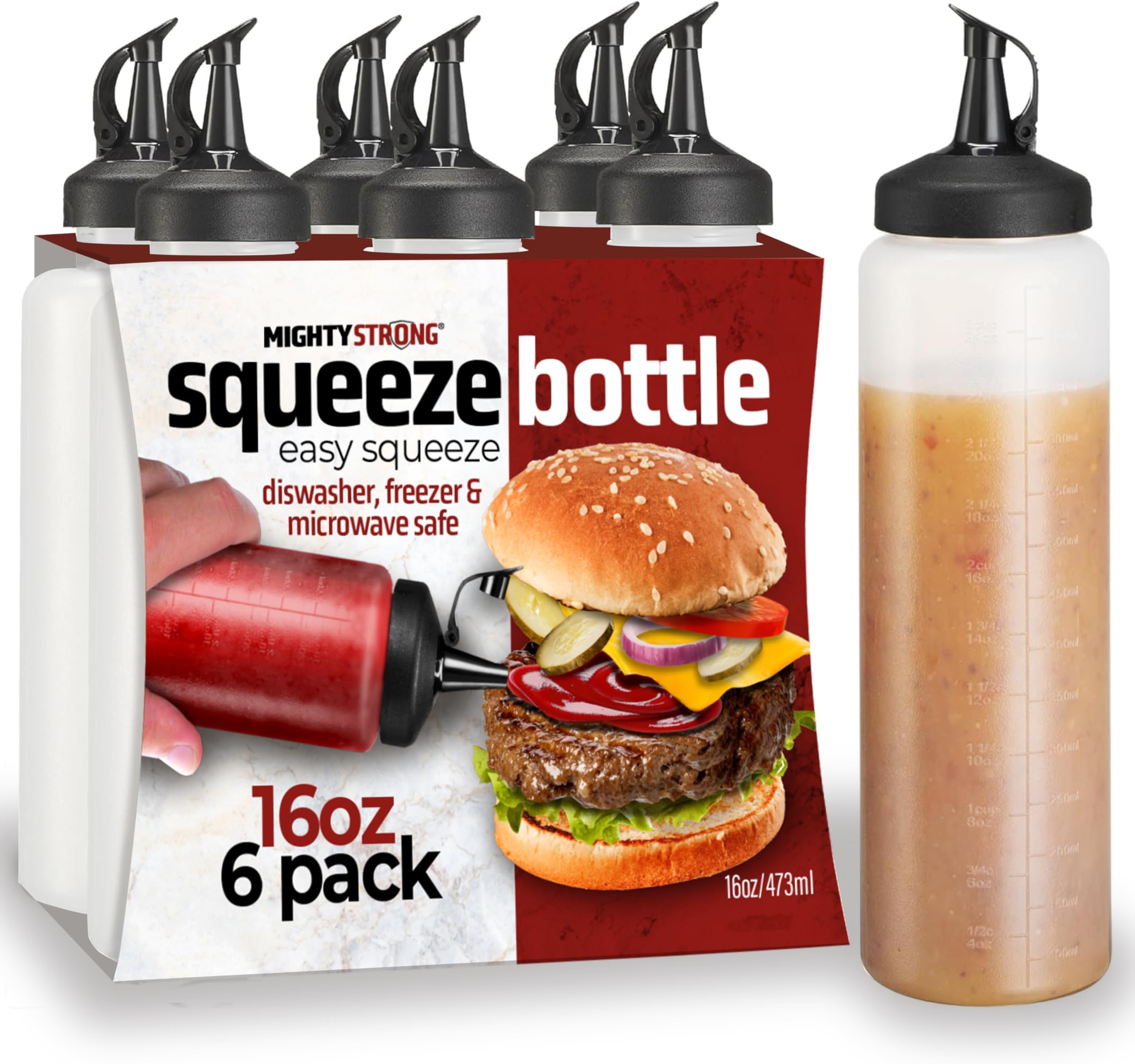 Amazon.com: MIGHTY STRONG 16 OZ Condiment Squeeze Bottles for Sauces ...