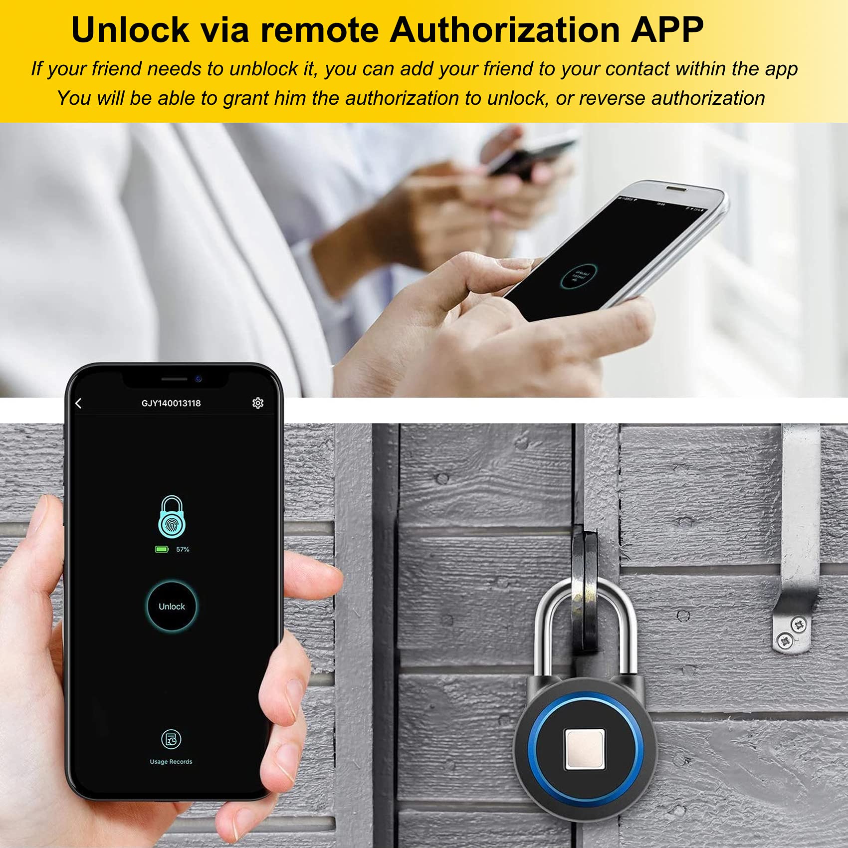 Snapklik.com : AUTENS Fingerprint Padlock, Rechargeable USB Keyless ...