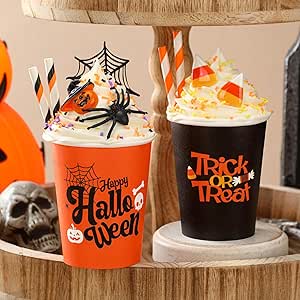 Amazon.com: Yungyan 2 Pcs Halloween Tiered Tray Decor with Faux Whipped Cream Cups Halloween Bar ...
