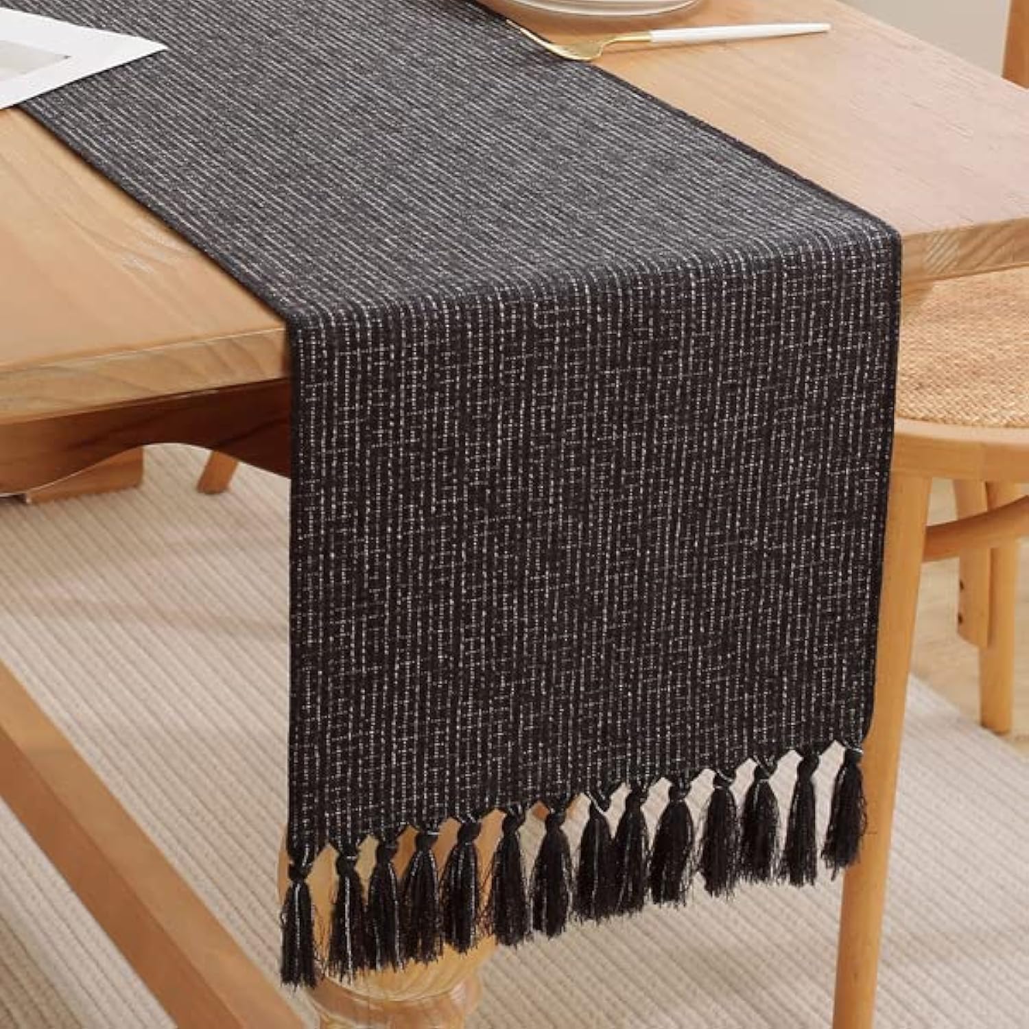 Amazon.com: COMFEELING Black Table Runners 108 Inches Long, Burlap ...