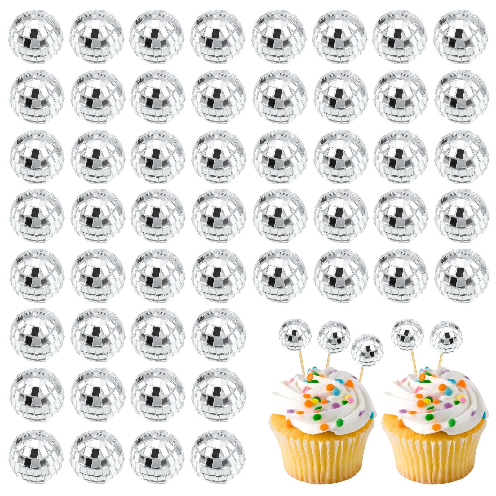 Amazon.com: SEUNMUK 50 Pcs 1.18 Inch / 3cm Silver Disco Ball Cake ...