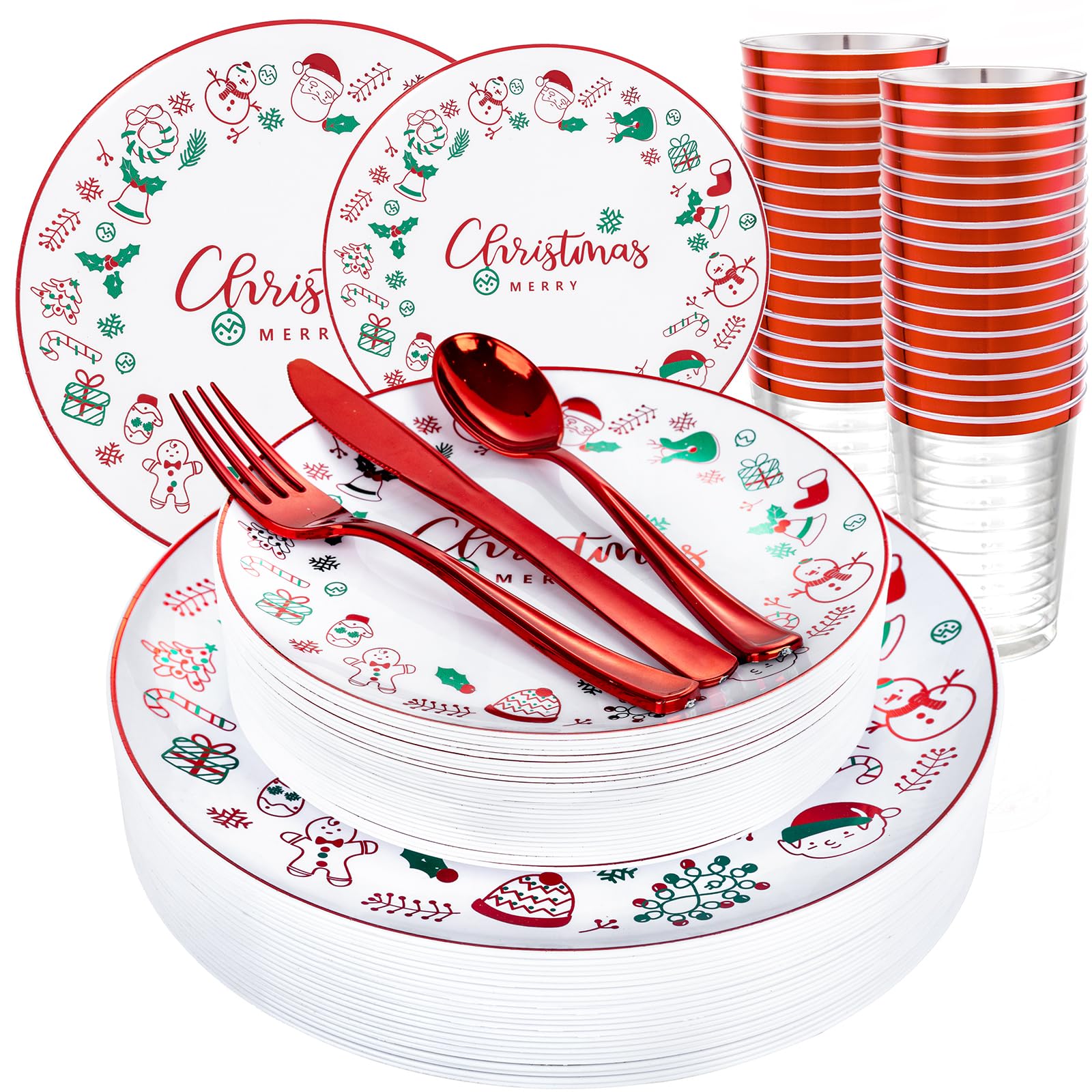 Amazon.com: Supernal 180pcs Christmas Plastic Plates,Christmas Plastic ...