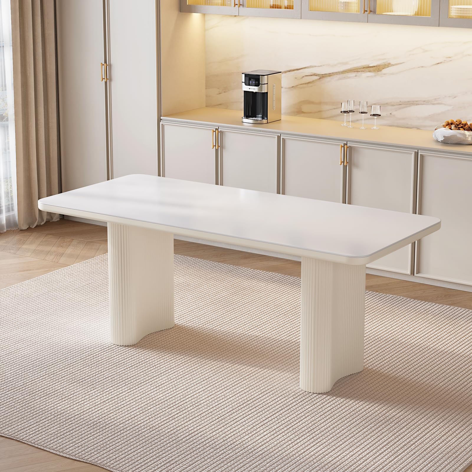 Amazon.com - QEZEOM 62.99" Modern Living Room Dining Table, Dining ...