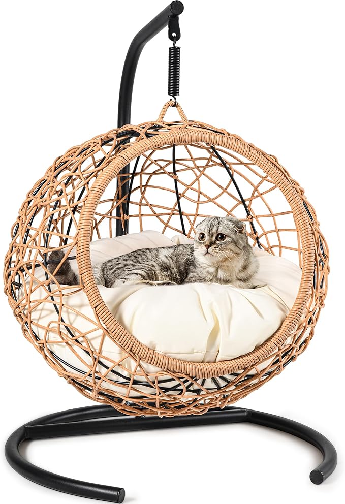 Amazon.com : YITAHOME Cat Swing Bed with Stand & Cushion, Cat Egg Chair ...