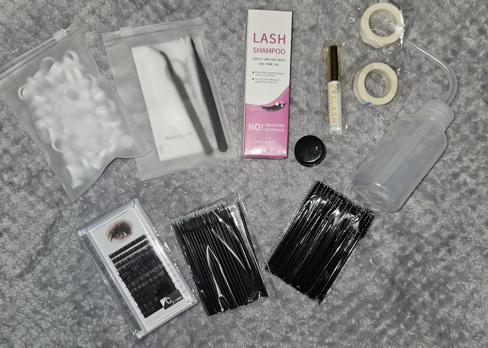 Amazon.com: 15pcs Beginner DIY Eye Lash Extension Kit, 8-15mm C Curl ...