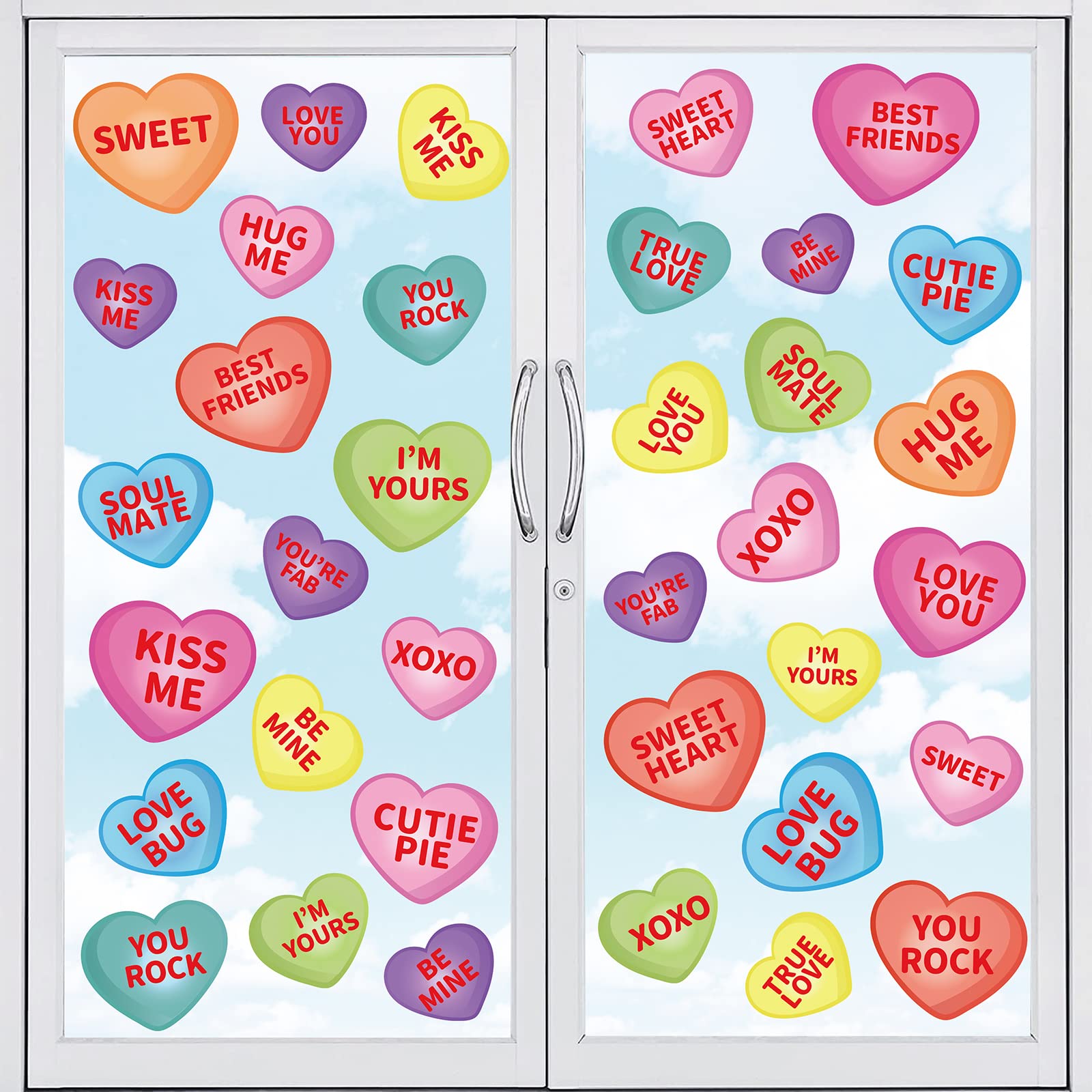 Amazon.com: Whaline 9 Sheet Valentine's Day Window Clings Romantic ...