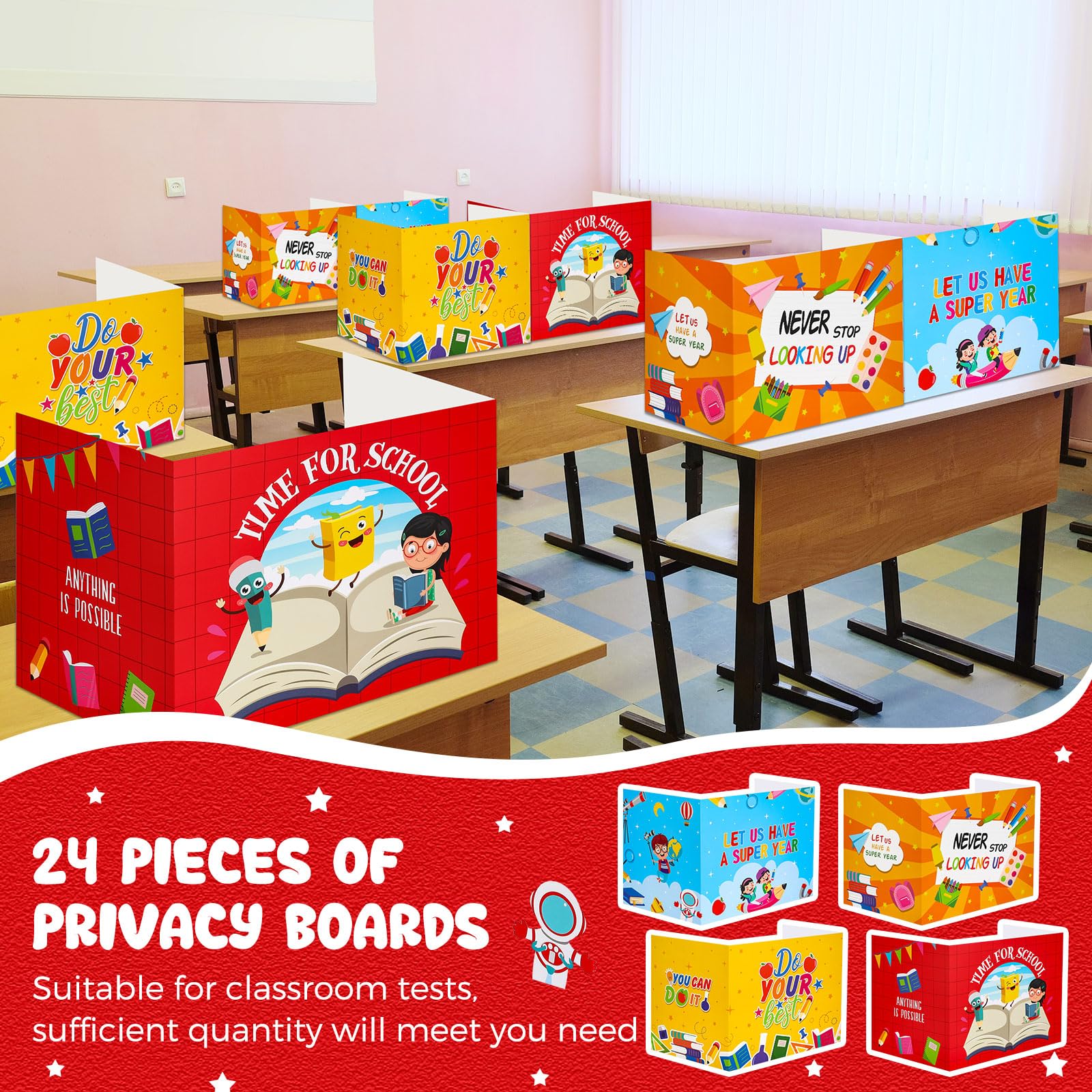 Snapklik.com : 24 Pcs Privacy Boards For Student Desks Bright Colored ...