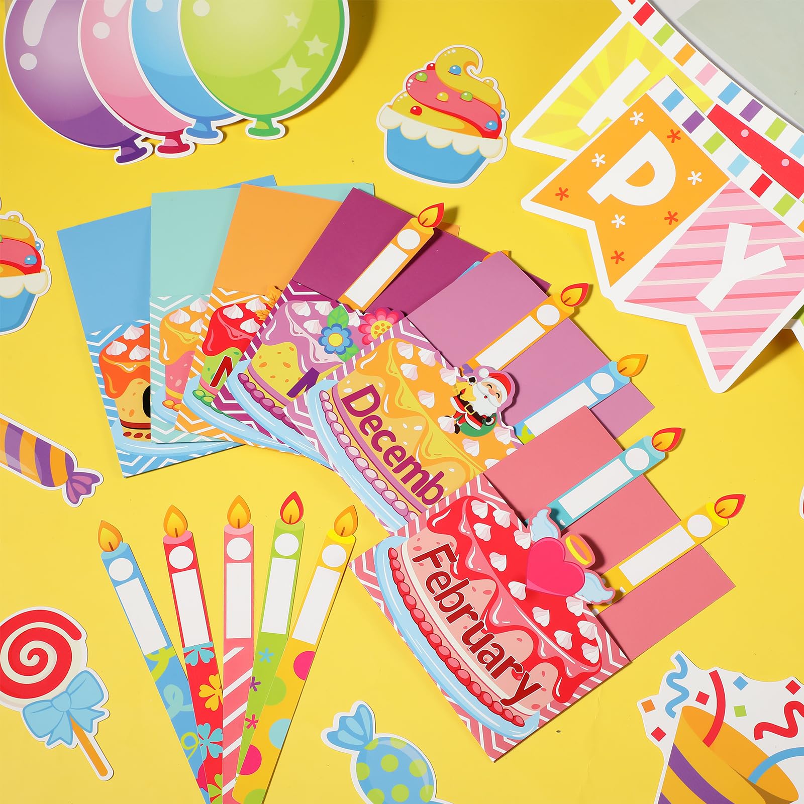 Snapklik.com : 84 Pcs Happy Birthday Pocket Chart Cute Rainbow Birthday ...