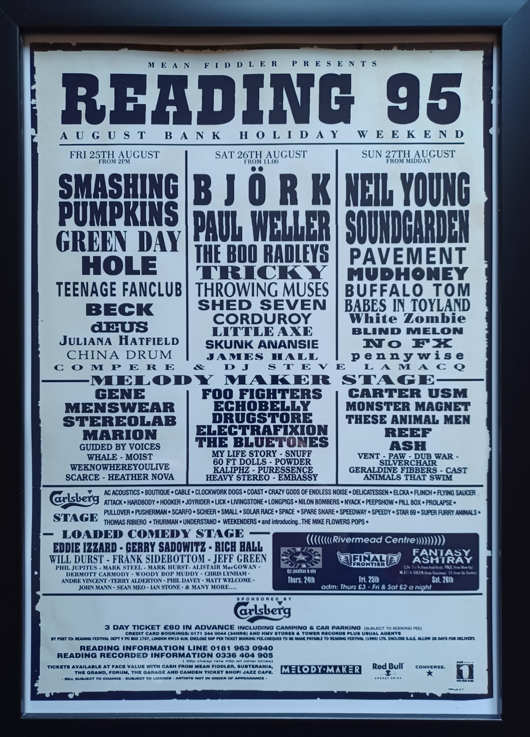 Assorted Reading Festival 1995 line-up - Smashing Pumpkins Bjork Paul ...