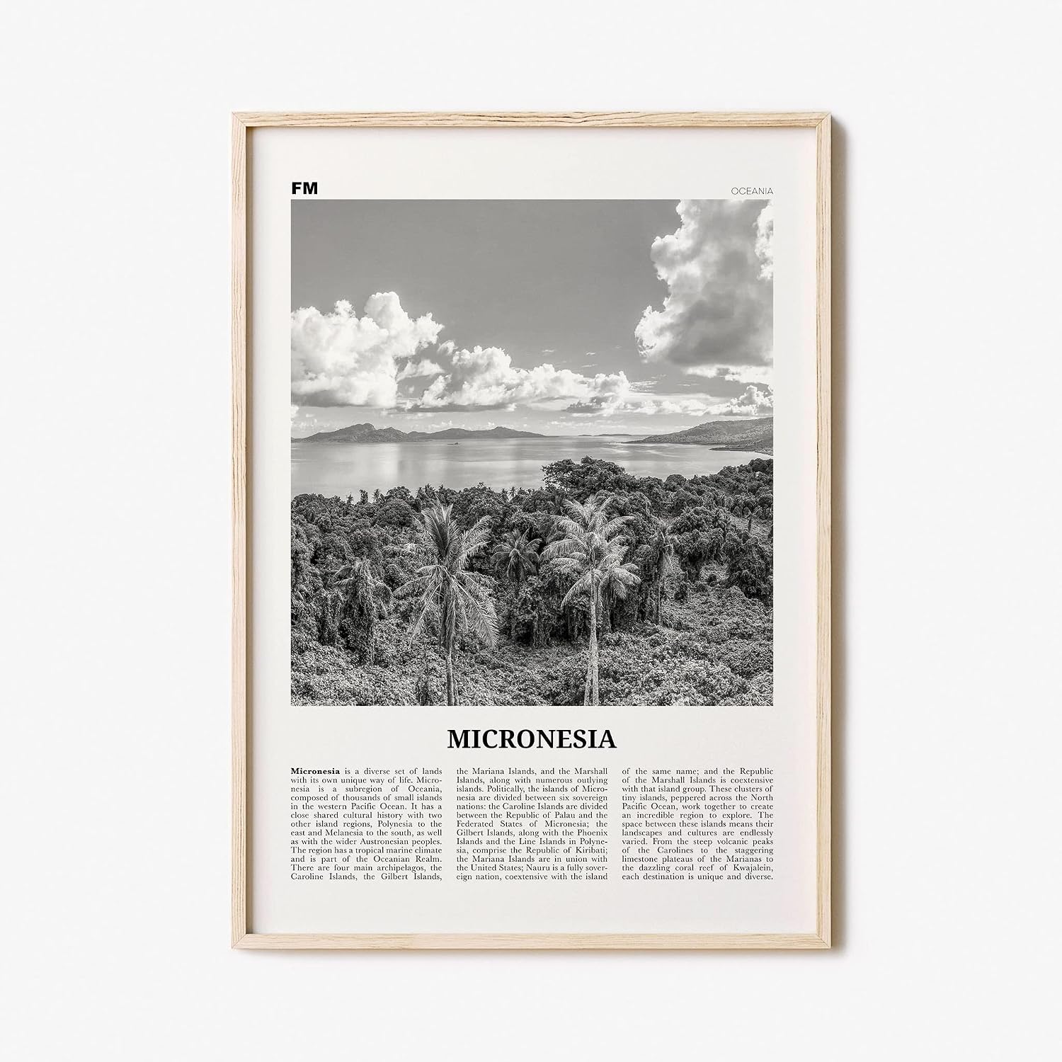 Amazon.com: Micronesia Print Black and White, Micronesia Wall Art ...