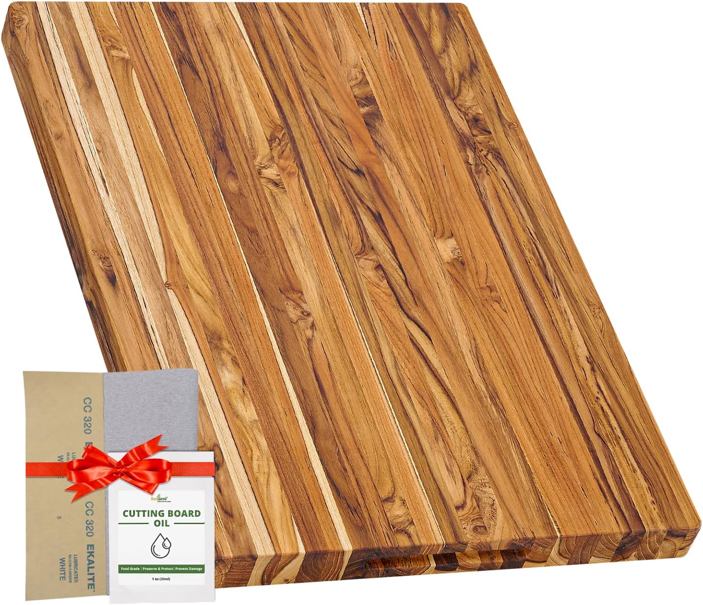 Amazon.com: BEEFURNI Teak Wood Cutting Board with Hand Grip, Wooden ...