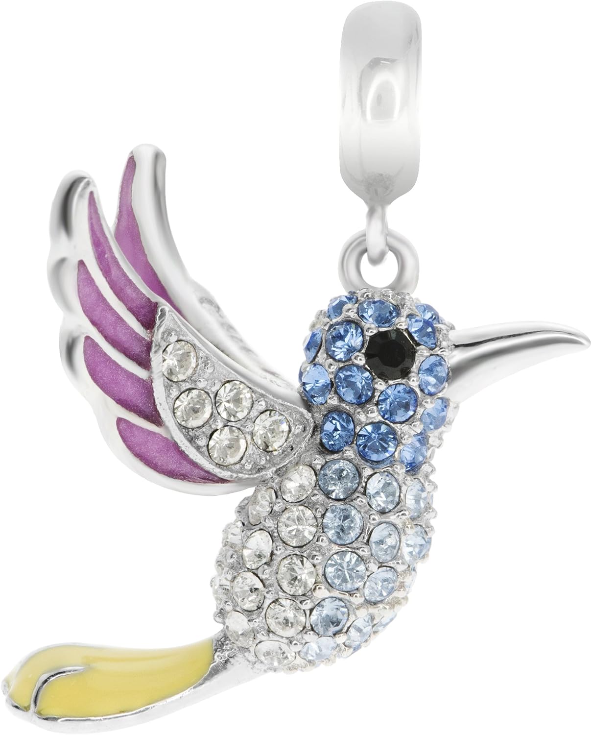 Amazon.com: Qina C. Sterling Silver Hummingbird Enamel Dangle Bead f ...