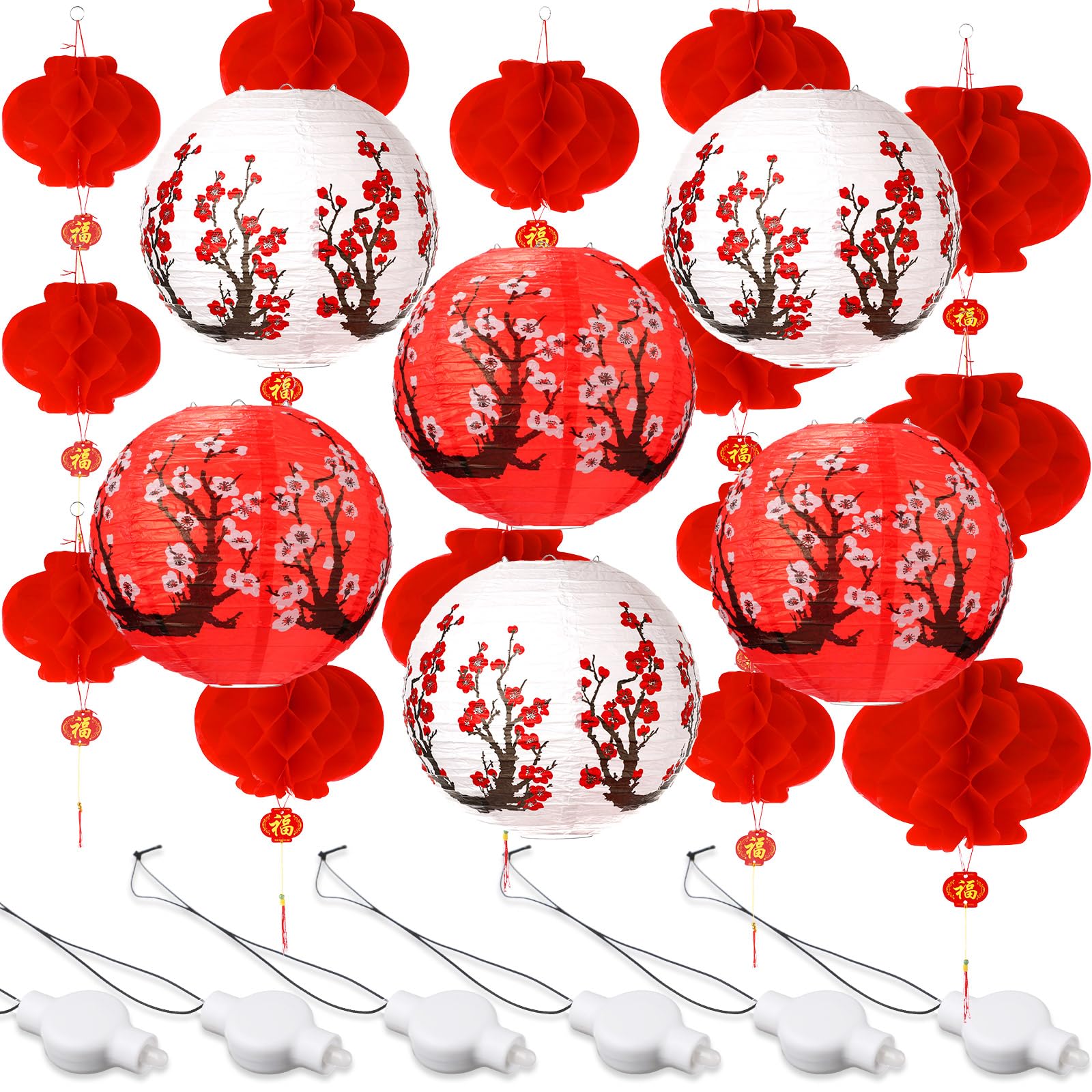 Tuanse 30pcs LED Chinese New Year Lantern Decoration Include Cherry ...
